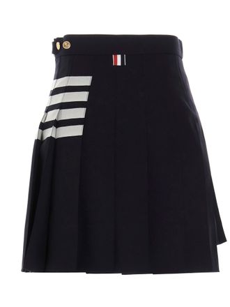 Thom Browne Womens Blue Wool Long Skirt