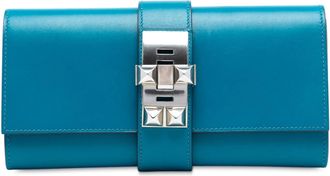 Herm&egrave;s Clutches - Tadelakt Medor Clutch 23 - Gr. unisize - in Blau - f&uuml;r Damen