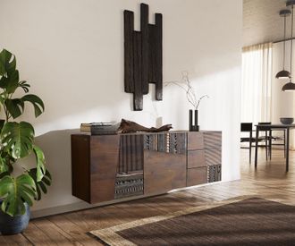 DELIFE Sideboard Imara 175 cm Mango Braun 2 T&uuml;ren 3 Schubladen schwebend, Sideboards