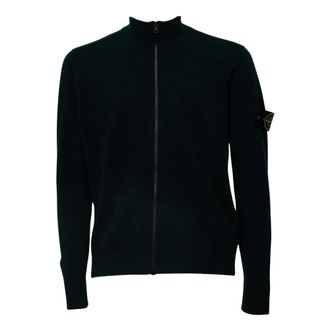 Stone Island Homme, Pulls, Vert, Taille: XL Cardigan &agrave; col haut zipp&eacute;