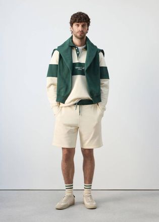 Mango Bermuda jogger 100 % coton blanc cass&eacute; - Homme - XL - MANGO MAN