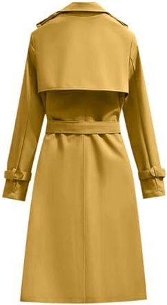 Generic Femme Trench-Coat &agrave; Double Boutonnage El&eacute;gant Manches Longues Automne Hiver Revers Veste Longue Manteau avec Ceinture n30