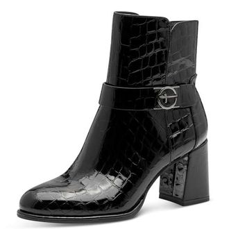 Tamaris Bottines &agrave; talon pour femme - Noir croco - Taille 39 EU, Black Croco., 39 EU