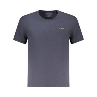 Guess Homme, Tops, Bleu, Taille: M T-shirt col rond en coton bleu