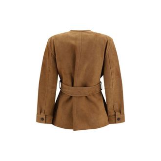 Max Mara Womens Brown Lamb Leather Jacket Clothing