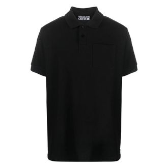 Versace Jeans Couture Schwarzes Poloshirt mit kurzen &Auml;rmeln - - Tops - Herren - Schwarzk - XL