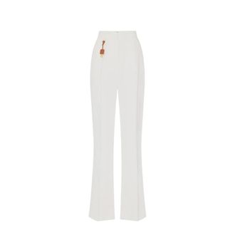 Elisabetta Franchi Gabardine Plissee Hose - - Trousers - Damen - Wei&szlig; - L