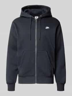 Nike Sweatjacke mit Label-Stitching und K&auml;nguru-Tasche