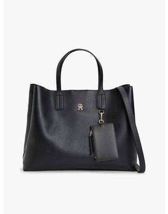 Tommy Hilfiger Hilfiger Icon - Henkeltasche in Schwarz mit genarbter Oberfl&auml;che