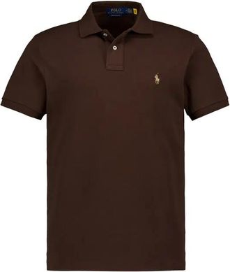 Polo Ralph Lauren Herren Polo-Shirt braun Baumwoll-Piqu&eacute; Slim Fit