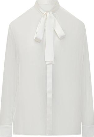 Dolce & Gabbana Femme, Blouses et Chemises, Blanc, Taille: 38 FR Blouse en soie avec cravate d&eacute;corative au cou