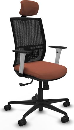 Piqueras y Crespo B&uuml;rostuhl mit wei&szlig;en und schwarzen Armlehnen, h&ouml;henverstellbare Lendenwirbelst&uuml;tze und h&ouml;henverstellbares Kopfteil, Schwarz/Braun