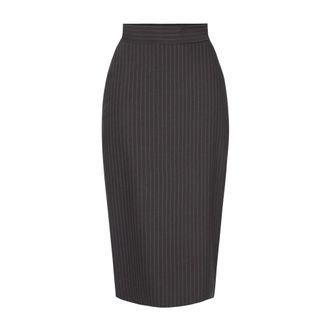 Elisabetta Franchi Fresco Lana Gessato Rock - - Skirts - Damen - Braun - S