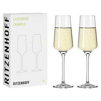 Ritzenhoff 6111008 - Champagnerglas 200 ml - Serie Lichtweiss 2 St&uuml;ck, Set 3 mit Echt-Gold, f&uuml;r 200 ml - Made in Germany
