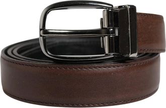 Dolce & Gabbana Homme, Accessoires, Brun, Taille: ONE Size Classic Leather Metal Buckle Belt