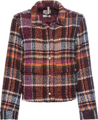 Camel Active Damen Kurze Jacke im Karomuster Lila-Orange, womenswear-42