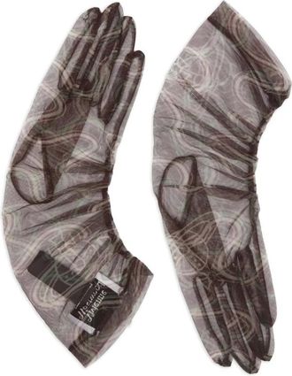 Vivienne Westwood Femme, Accessoires, Brun, Taille: ONE Size Gants en tulle imprim&eacute;