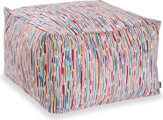 H.O.C.K. Swirly Line Kissen inkl. Füllung Dekokissen Hocker Bean Cube in verschiedenen Größen Herbst/Winter (Bean Cube 55x55x35cm, bunt)