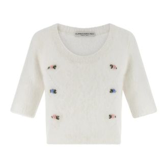 Alessandra Rich Carded Mohair Cardigan - - Knitwear - Damen - Wei&szlig; - S