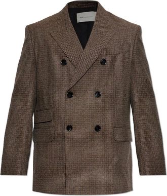 Ami Homme, Vestes, Brun, Taille: 2XL Blazer en laine &agrave; double fente