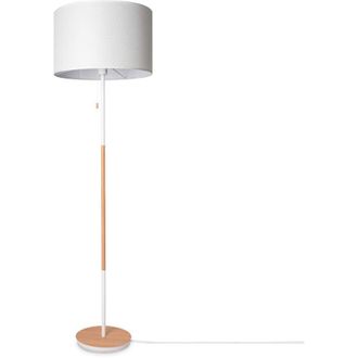 Paco Home Stehleuchte Wohnzimmer Stoffschirm Tischlampe Textil Schirm E27 Nachtlicht Weiß (Ø45.5 cm), Stehleuchte-Weiß - Typ 3 - Paco Home