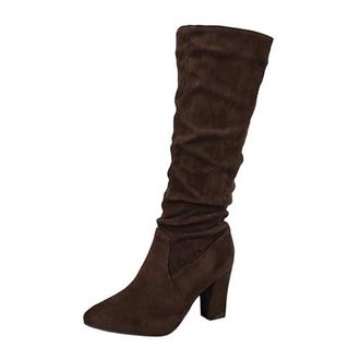 Generic Bottes montantes au genou pour femme - Talon bloc - Confortables - &Eacute;l&eacute;gantes - Couleur unie - Style d&eacute;contract&eacute; - Bout pointu - &Agrave; enfiler - Bottes d&eacute;q