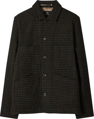 Paul Smith Dogtooth Wollmischungs-Chore-Jacke - - Jackets - Herren - Gr&uuml;n - M