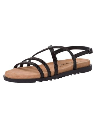 Tamaris Damen Sandaletten, Frauen Sandalen,offene Schuhe,Sommersandalen,bequem,flach,Sommerschuhe,Freizeitschuhe,Black Glam,39 EU