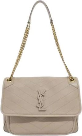 Saint Laurent Sac bandouli&egrave;re vintage en cuir Pre-owned - Femme - Pre-owned - Beige - Taille: ONE Size