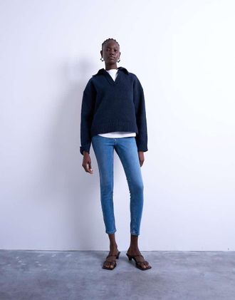 Topshop Jamie - Skinny-Jeans in Ru&szlig;blau mit hohem Bund