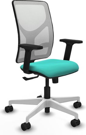 Piqueras y Crespo Remote-Arbeitsstuhl mit 2D-Armen, h&ouml;henverstellbare Lendenwirbelst&uuml;tze, ausgestattet mit 3 Positionen und Schneideschaum, Wei&szlig;/T&uuml;rkis