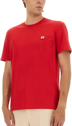 Valentino Logo-Embroidered Cotton T-Shirt - Red