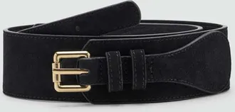 Mango Ceinture en cuir d&eacute;tail &eacute;questre m&eacute;tallique noir - Femme - S - MANGO