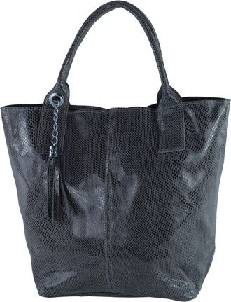 modamoda.de T248 - Ital. Shopper Large mit Innentasche aus Leder, Farbe:Dunkelblau