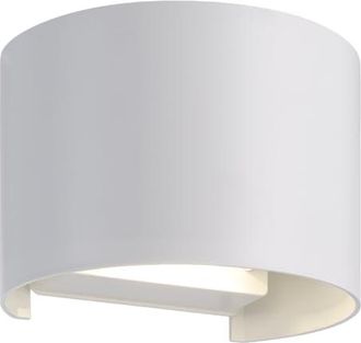 Eglo LED Wandlampe Barcarola-E, Outdoor Wandleuchte mit indirekter Beleuchtung, Außenlampe halbrund mit Downlight, Kunststoff in Weiß, neutralweiß, IP44