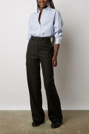 Gerard Darel Pantalon large en flanelle ray&eacute;e - DALI - anthracite