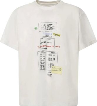 Maison Margiela Homme, Tops, Blanc, Taille: S T-shirt imprim&eacute; en jersey de coton