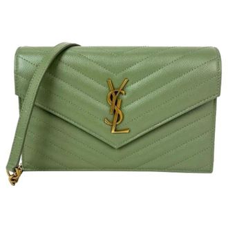 Saint Laurent Sac bandouli&egrave;re cha&icirc;ne enveloppe en cuir Pre-owned - Femme - Pre-owned - Vert - Taille: ONE Size