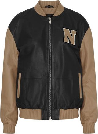 Notyz Notyz - Blouson Bomber en Cuir - Femme - Vestes - Noir - Taille: 38 FR