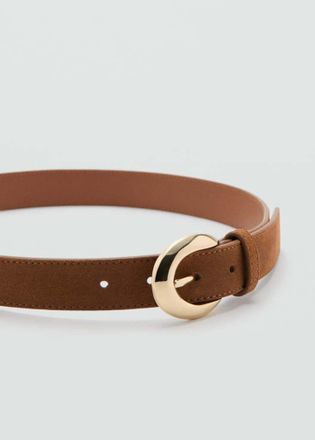 Mango Ceinture cuir boucle ovale marron - Femme - XL - MANGO