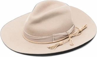 Golden Goose Chapeau Fedora &agrave; larges bords avec pompons - Femme - Accessoires - Beige - Taille: M