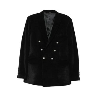 Reveres 1949 Schwarzer Samt Doppelreiher Jacke - - Jackets - Herren - Schwarzk - M