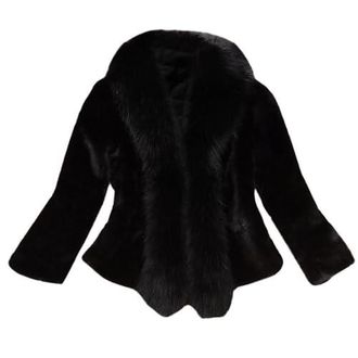 Generic Manteau dhiver en fourrure pour femme - Manteau court en fourrure à revers - Manteau en fourrure à manches longues - Chaud et moelleux - Cardigan en f
