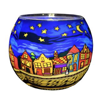 Kerzenfarm Hahn 21630 Leuchtgl&auml;ser, Glas, bunt, 11.0 x 11.0 x 9.0 cm