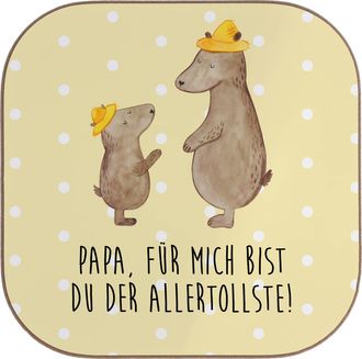 Mr. & Mrs. Panda Untersetzer f&uuml;r Gl&auml;ser B&auml;ren mit Hut - Geschenk, Tischuntersetzer, Kinder, Familie, Coaster, B&auml;r, Muttertag, Papi, Glasuntersetzer, Vatertag, Tee