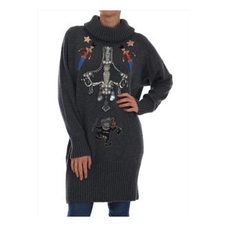 Dolce & Gabbana Femme, Pulls, Gris, Taille: 40 FR Pull en Cachemire Gris Cristal