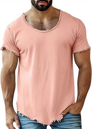 Generic T-shirt basique pour homme - Noir - Col rond - T-shirt de sport pour homme - Respirant - Manches longues - Ourlet ray&eacute; - T-shirt dentra&icirc;nement respira