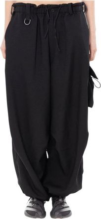 Yohji Yamamoto Femme, Pantalons, Noir, Taille: 36 FR Pantalon Cargo Large Uniforme de Sport