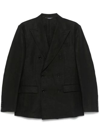 Dolce & Gabbana blazer en lin à boutonnière croisée - Noir