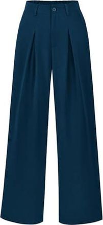 Generic Pantalon de travail taille haute pour femme, tenue d&eacute;contract&eacute;e 2025, pantalon habill&eacute; &agrave; jambes larges, taille &eacute;lastique, ample et pliss&eacute;, palazzo, cy